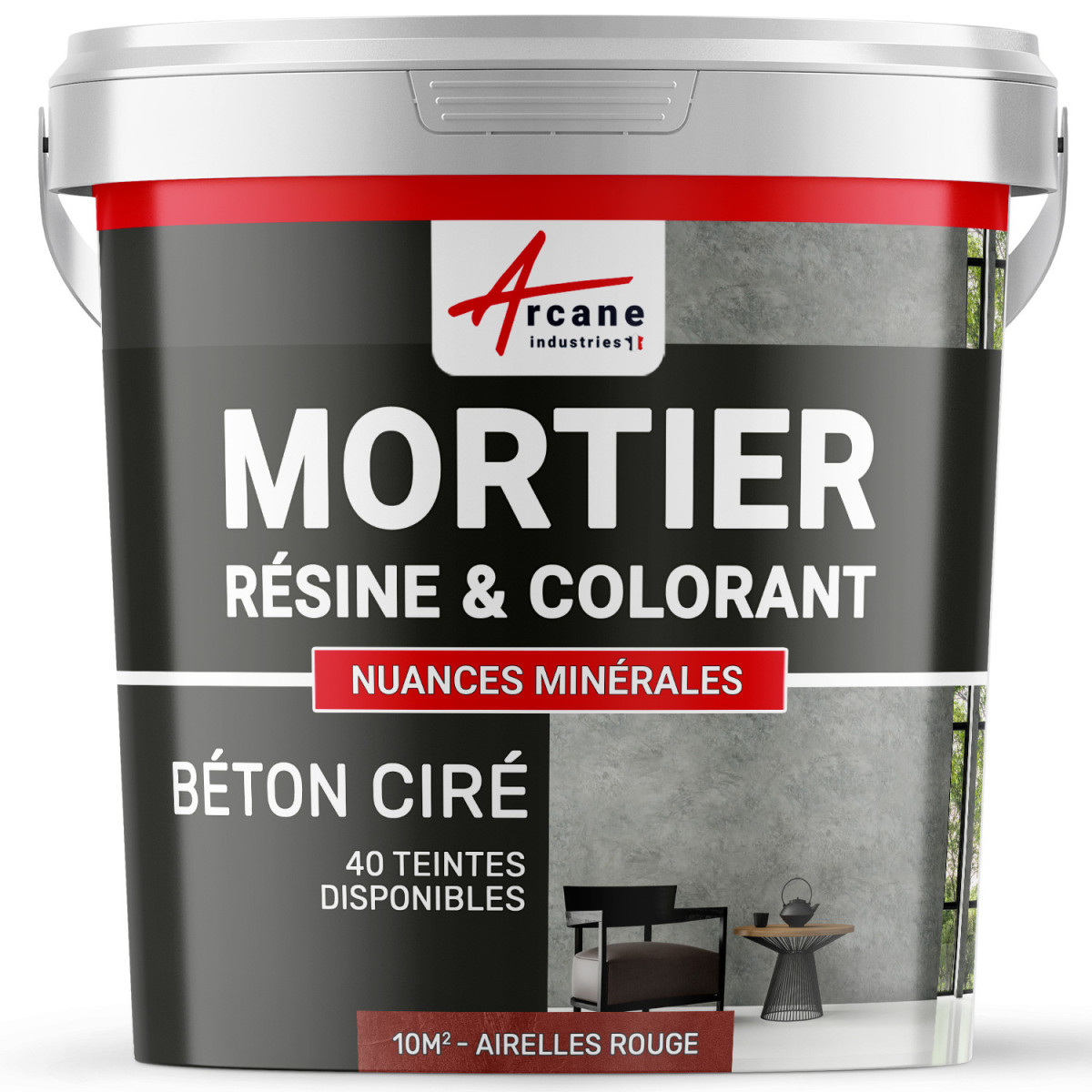 Kit béton ciré : Mortier + Résine + Colorant.